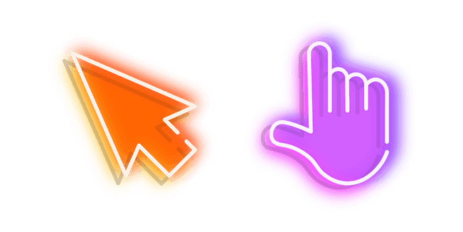 Custom Cursor Pack Orange Arrow And Purple Hand Neon Cursor Helper