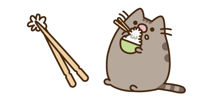 Paquete de cursores personalizados: Pusheen Eating Rice - Cursor Helper